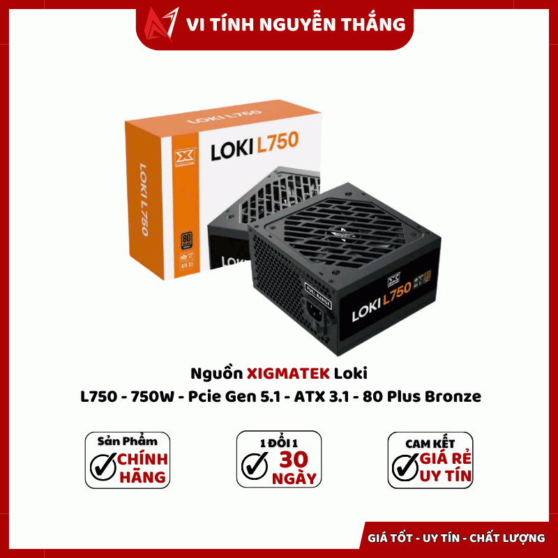 Nguồn XIGMATEK Loki L750 - 750W - Pcie Gen 5.1 - ATX 3.1 - 80 Plus Bronze